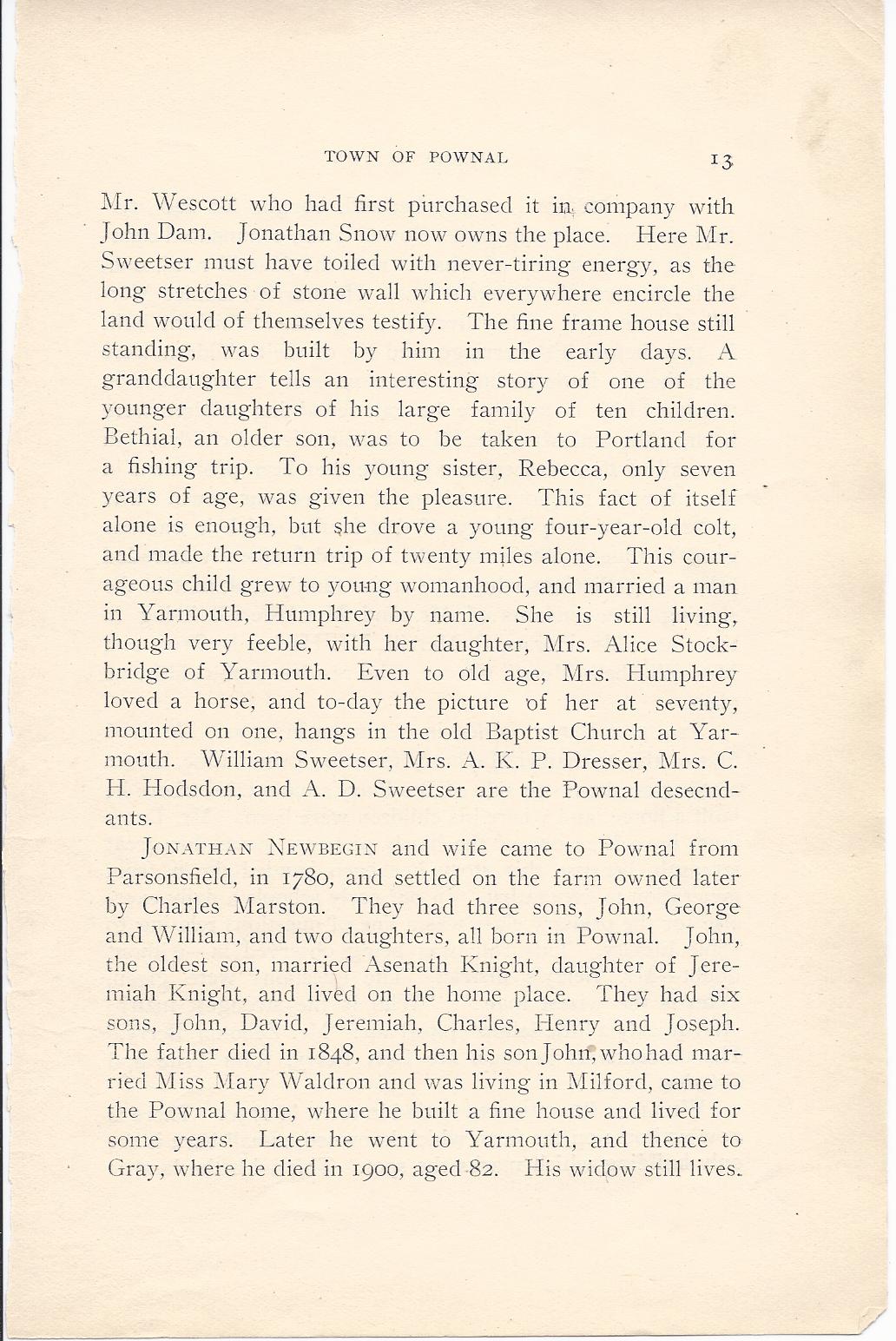 Heirlooms Reunited: History of Pownal, Maine, written for its 1908 ...