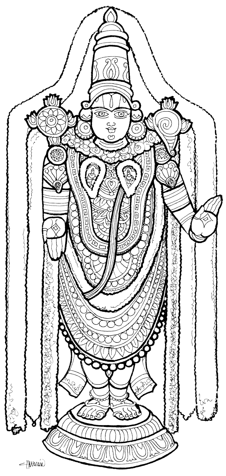 Tamil Cliparts: Venkatachalapathi Line Drawings for invitations