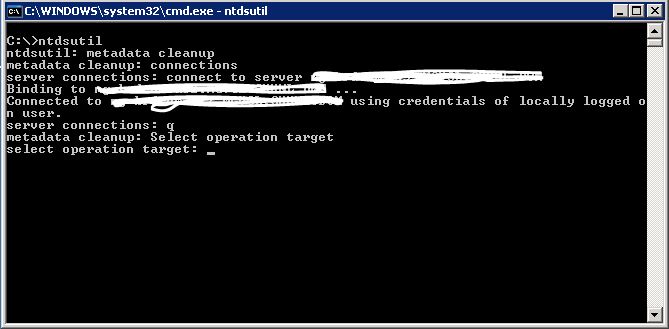 ntdsutil metadata cleanup