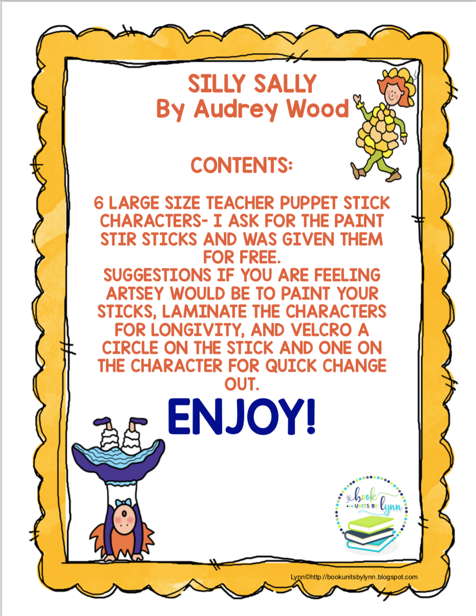 SILLY SALLY TEACHER SIZE PUPPET STICKS ~ Book Units by Lynn