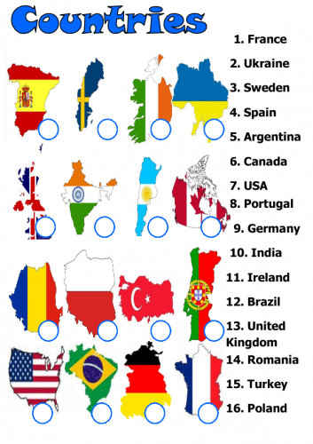 Countries Matching Activity | My English Printable Worksheets