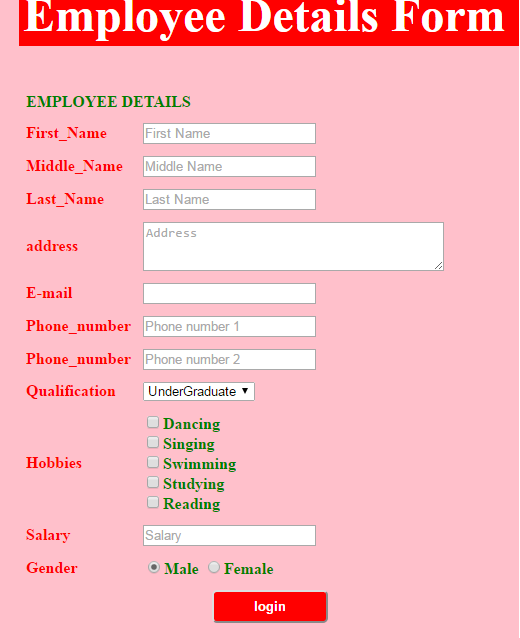 LearningPoint92: Employee Details using Div Element