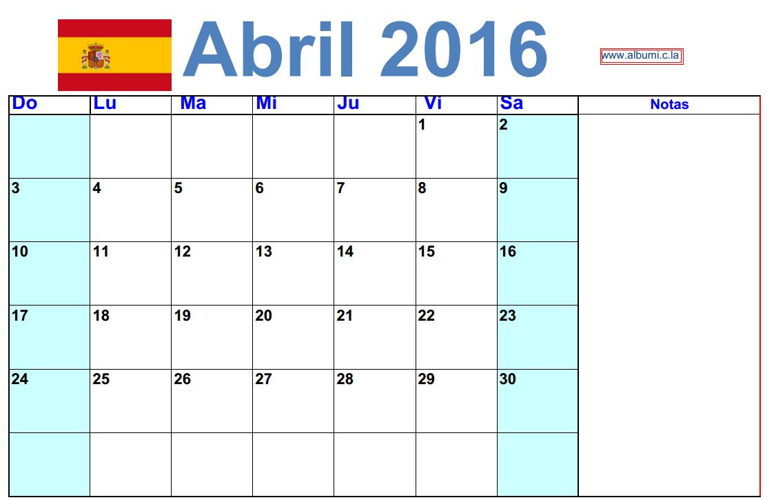 3 Calendario de abril 2016 para imprimir | calendars - kalendar ...