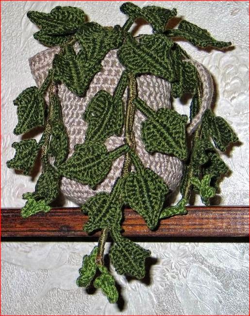 Maravillosa Maceta con planta tejida al crochet