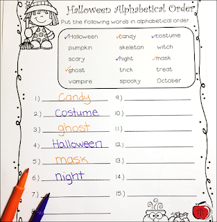 Differentiated Halloween Alphabetical Order - Classroom Freebies