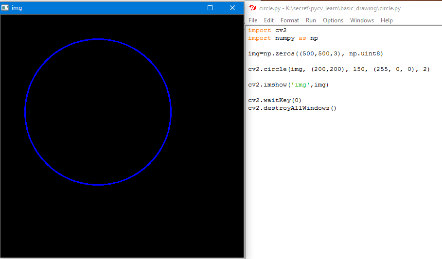 PythonOpenCV Basic Projects: TUT8: Basic Drawing - Circle