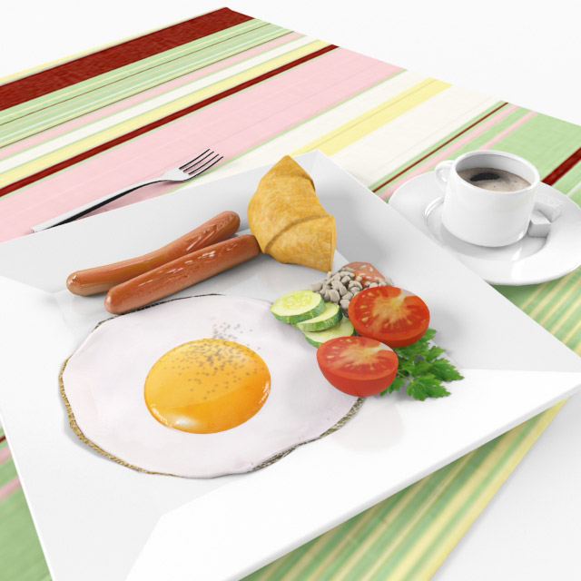 Breakfast set 3d model