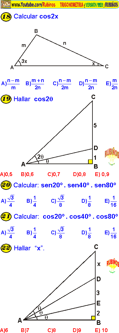 IDENTIDADES TRIGONOMETRICAS DEL ANGULO TRIPLE PROBLEMAS RESUELTOS