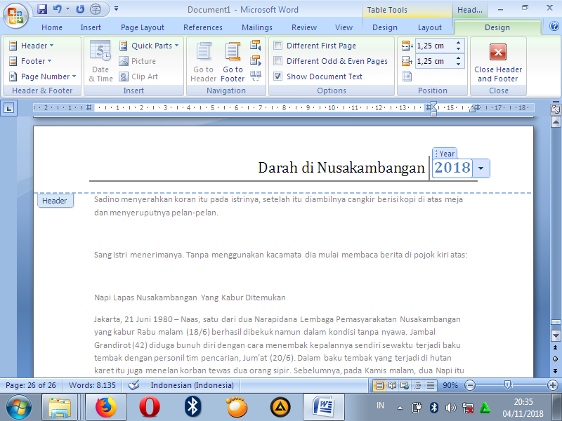 Cara Membuat Header & Footer Pada Cerpen/Buku ~ Wellcome
