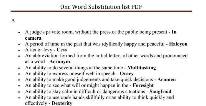 PPT Revision Of One Word Substitute For 10 Th Class