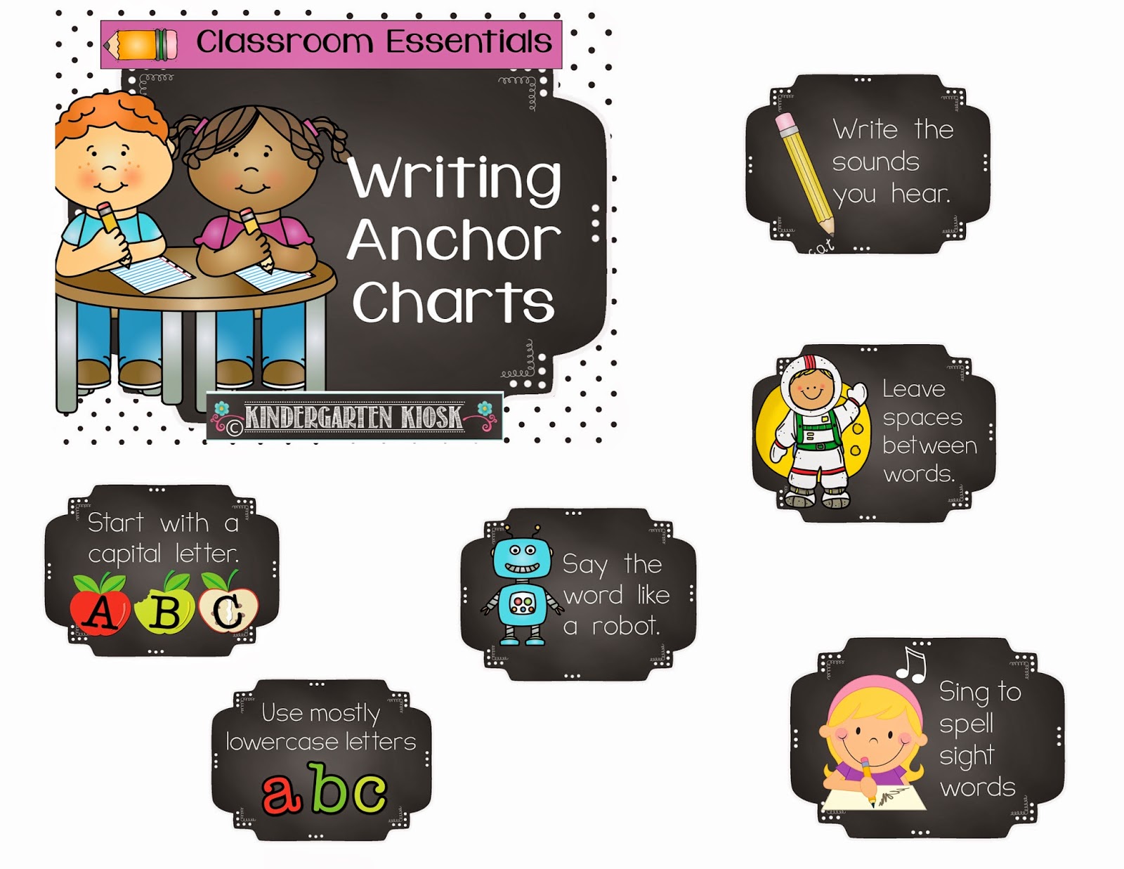 Kindergarten Kiosk: Writing Center Anchor Charts