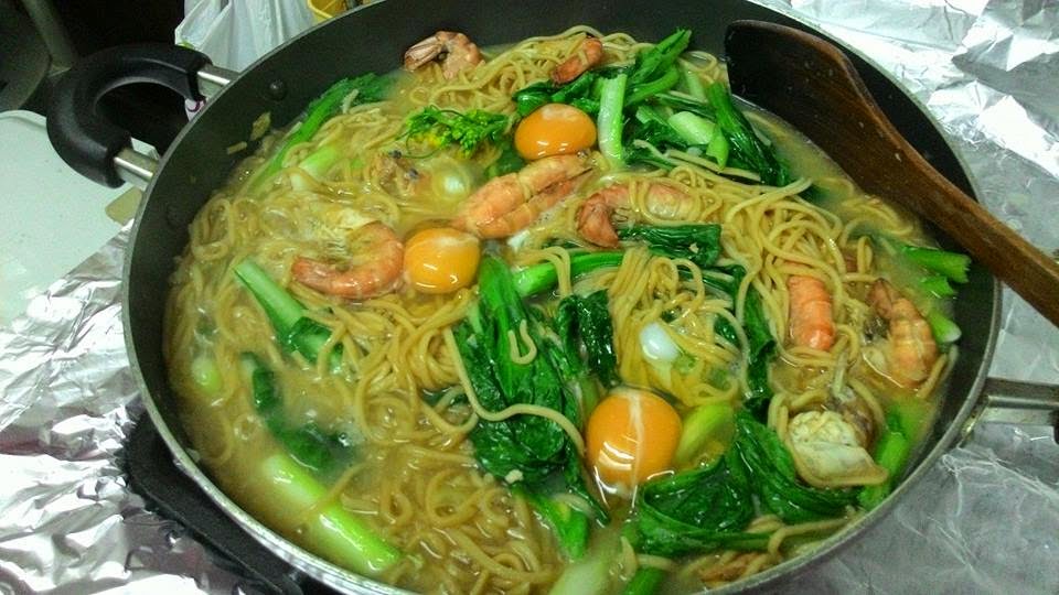 My Cooking Recipe : 大头虾焖伊面Braised Yee Mee with Freshwater Prawns