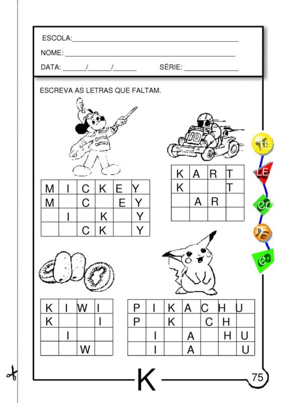 BLOG PROFESSOR ZEZINHO: Atividades com a letra K