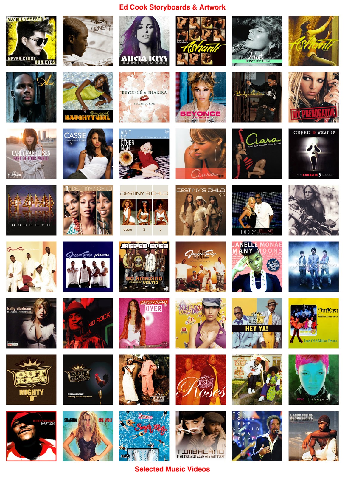 Ed Cook Storyboards and Illustration: Most Popular Music Videos