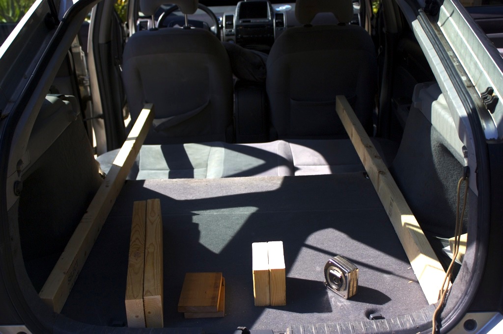 Tiger in our Car.: Building a bedframe in a Prius.