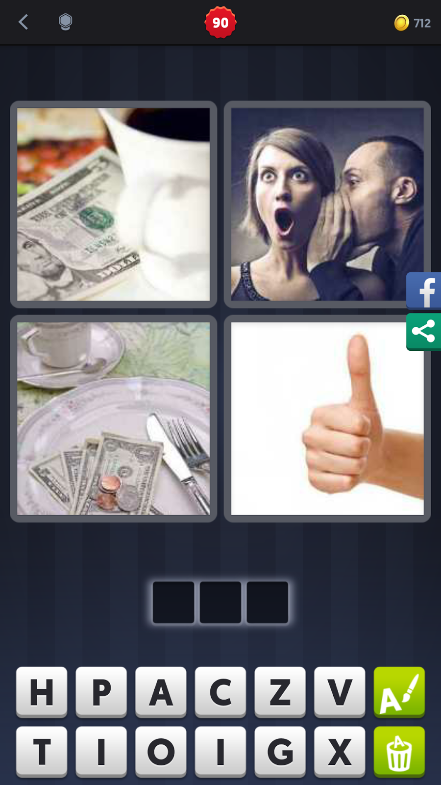 4 Pics 1 Word Answers Solutions: LEVEL 90 TIP