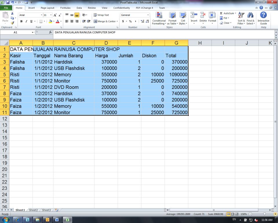Ms. Excel - Pivot Table