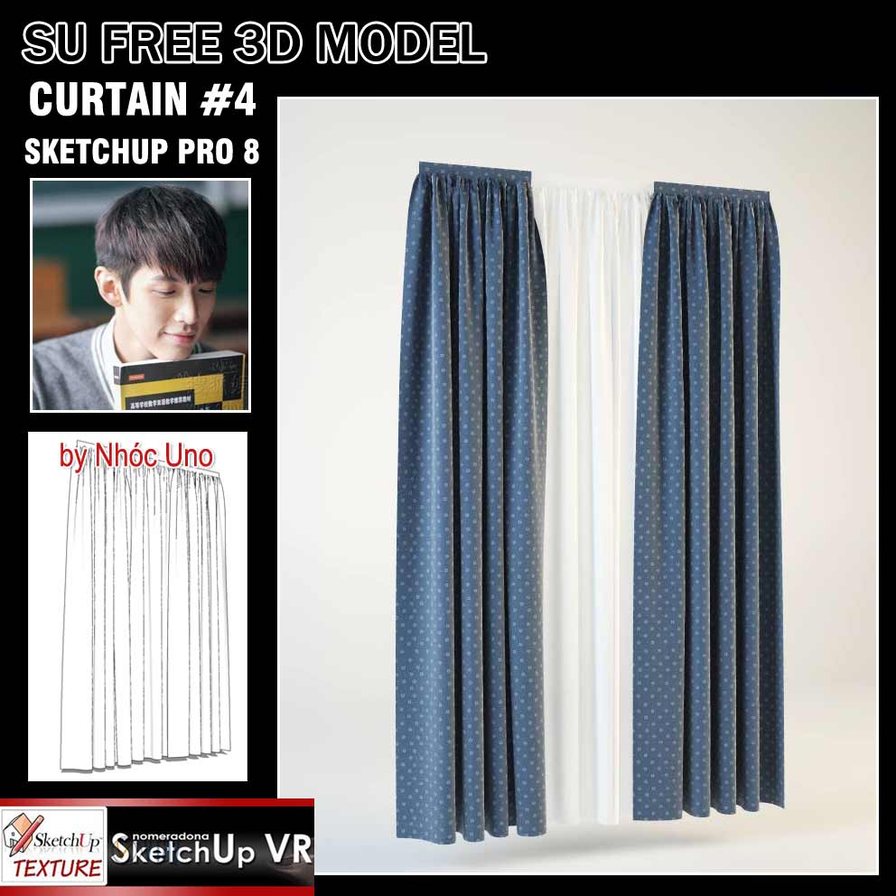 SKETCHUP FREE 3D MODEL NICE CURTAIN #4 - Vray Sketchup - TUT