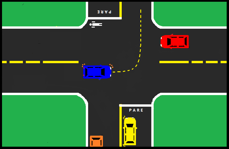 Conversão à esquerda. | Eu estou dirigindo.