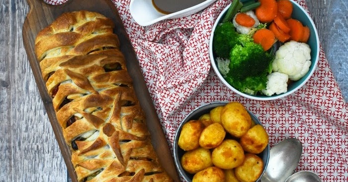 Butternut, Red Pepper & Potato Puff Pastry Plait | Tinned Tomatoes