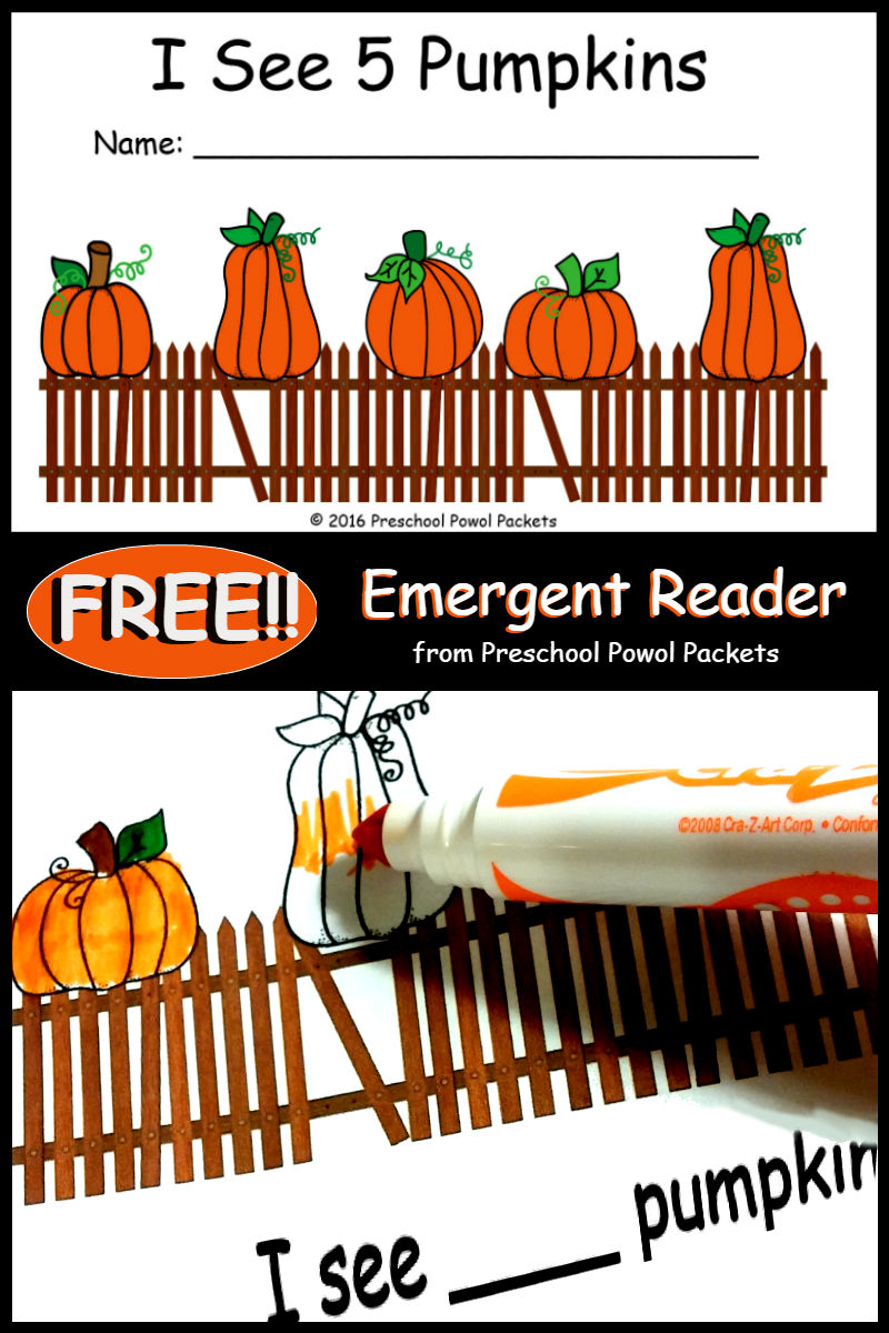 {FREE} Easy Emergent Reader: Counting Pumpkins | Preschool Powol Packets