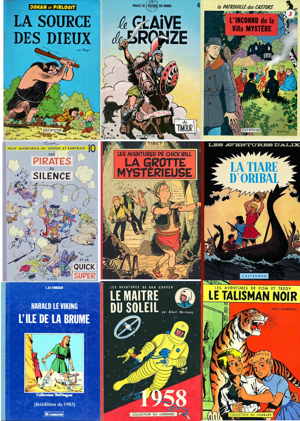 Eclectisme: Albums de bande dessinée francophones parus en 1958