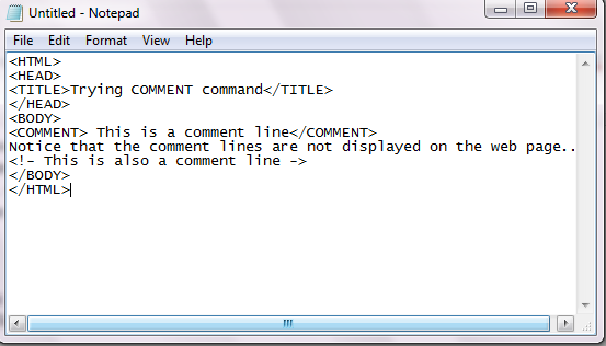 COMMENT ELEMENT ~ HTML COADINGS