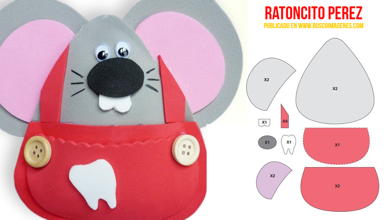 molde del ratoncito Perez en fieltro o Eva - 1000 dibujos