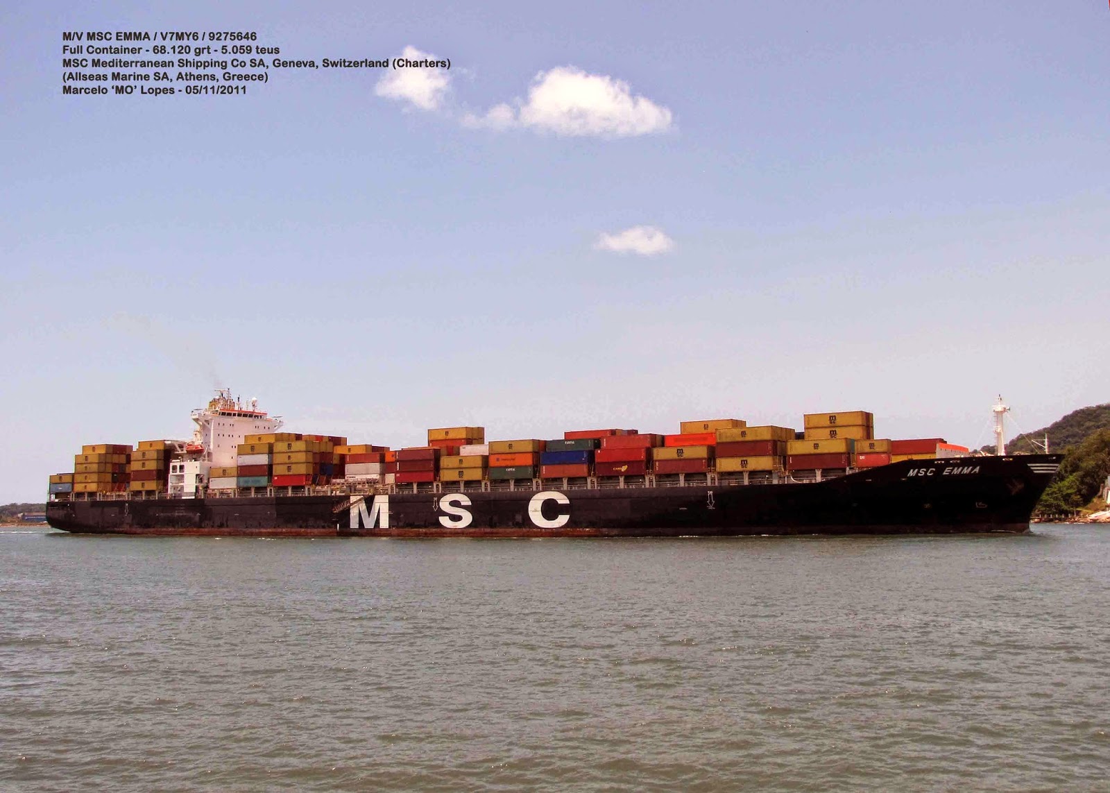 Santos Shiplovers: M/V MSC Emma / V7MY6 - 5.095 teus