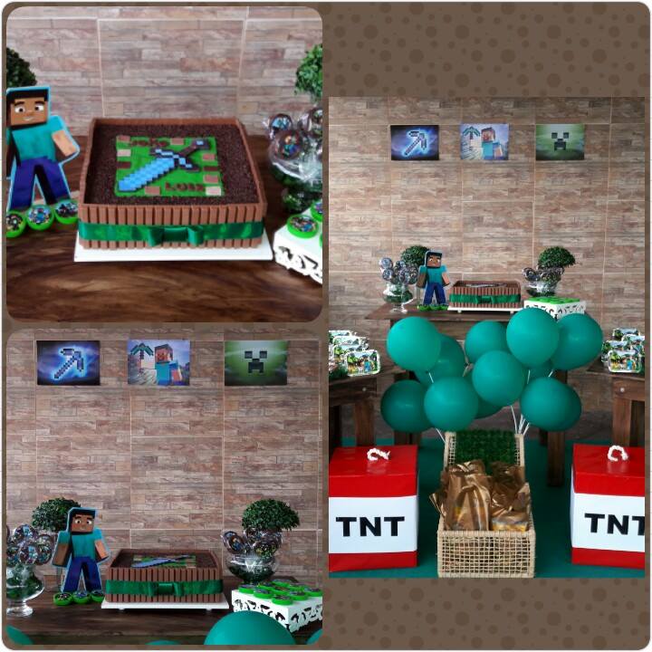 Lilica Bolos Decorados: Bolo Kit Kat Minecraft