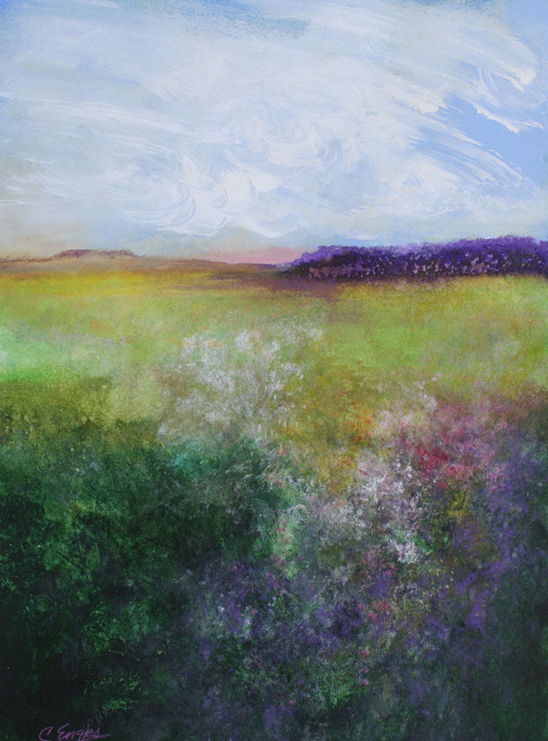 Carol Engles Art: Spring Field with Flowers, abstract landscape by ...