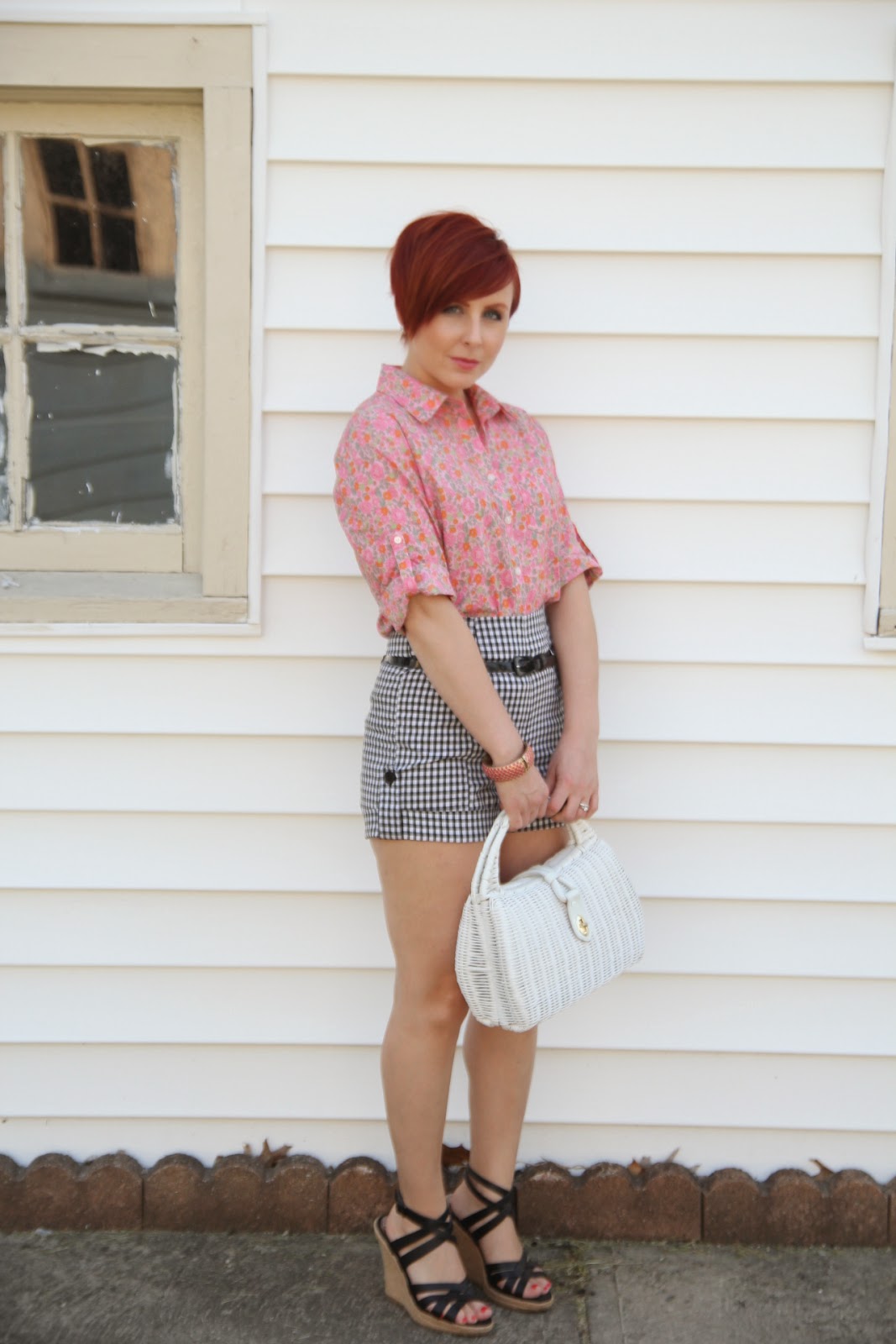 Thrift and Shout: Cute Outfit of the Day: Gingham and Floral