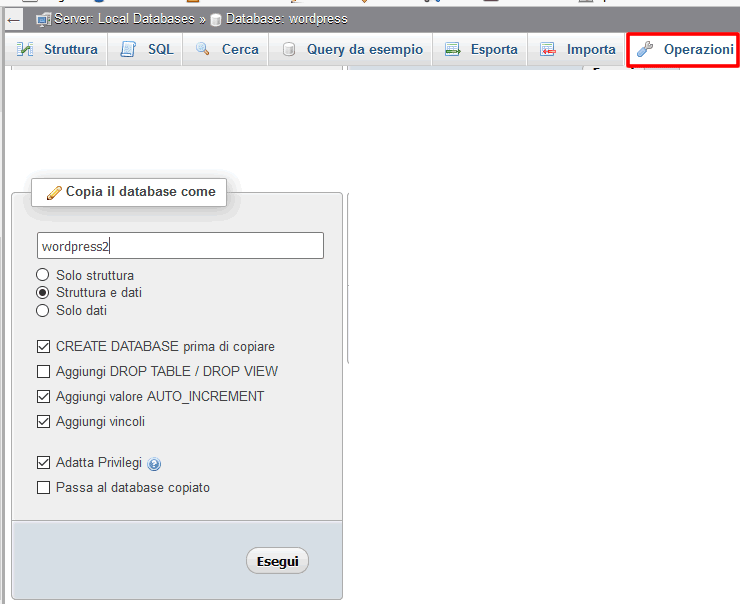 Come duplicare un database mysql con phpmyadmin | Oggi è un altro post