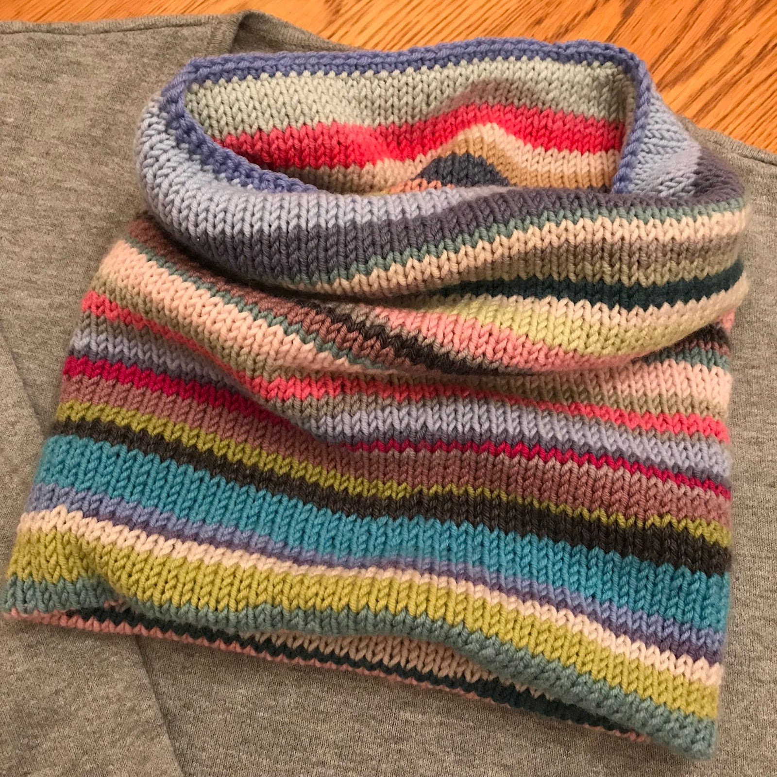 knitted merino stripey cowl tube
