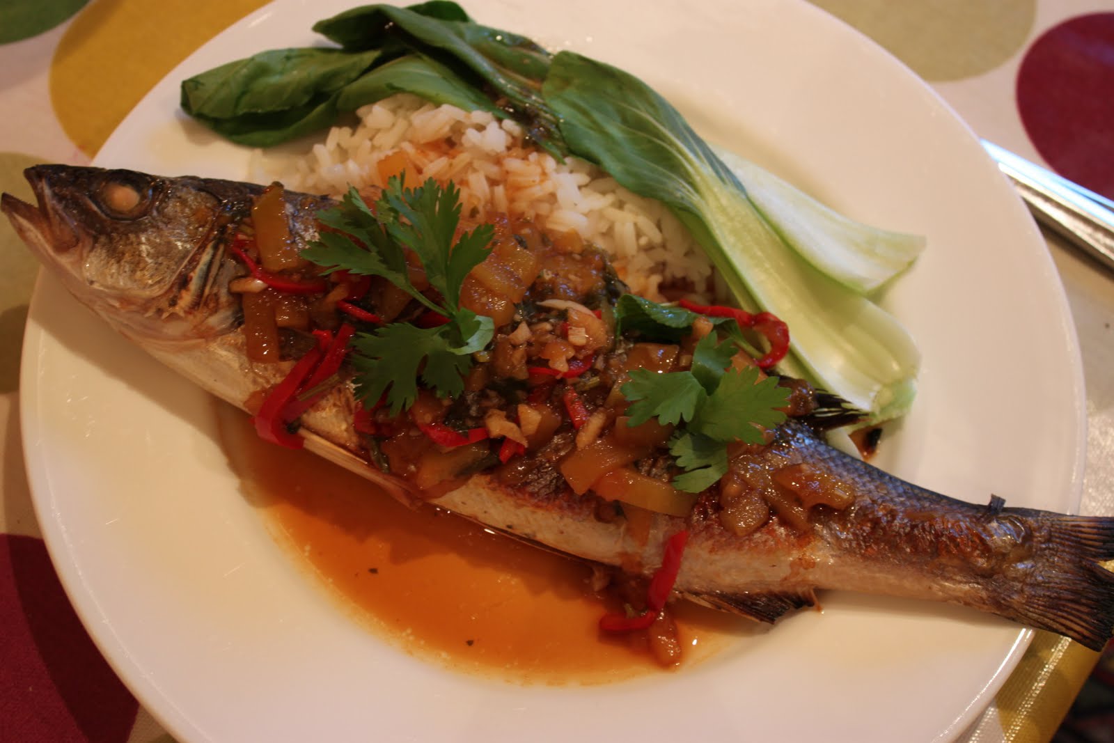 Culinary Conquests Whole Grilled Sea Bass With Thai Style Sauce