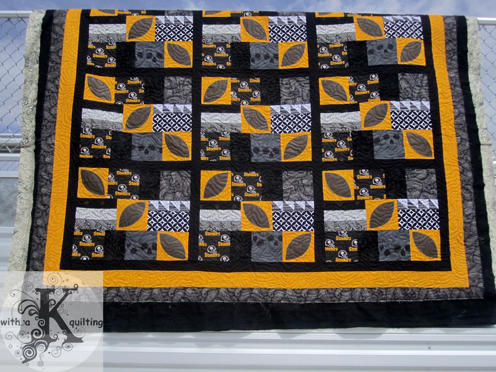 with a K quilting: Steelers Football Quilt