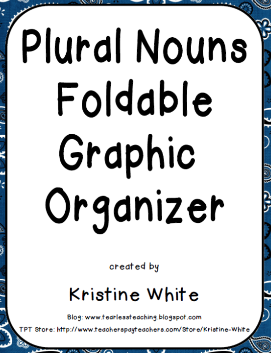 Tearless Teaching: Plural Noun Foldable Graphic Organizer