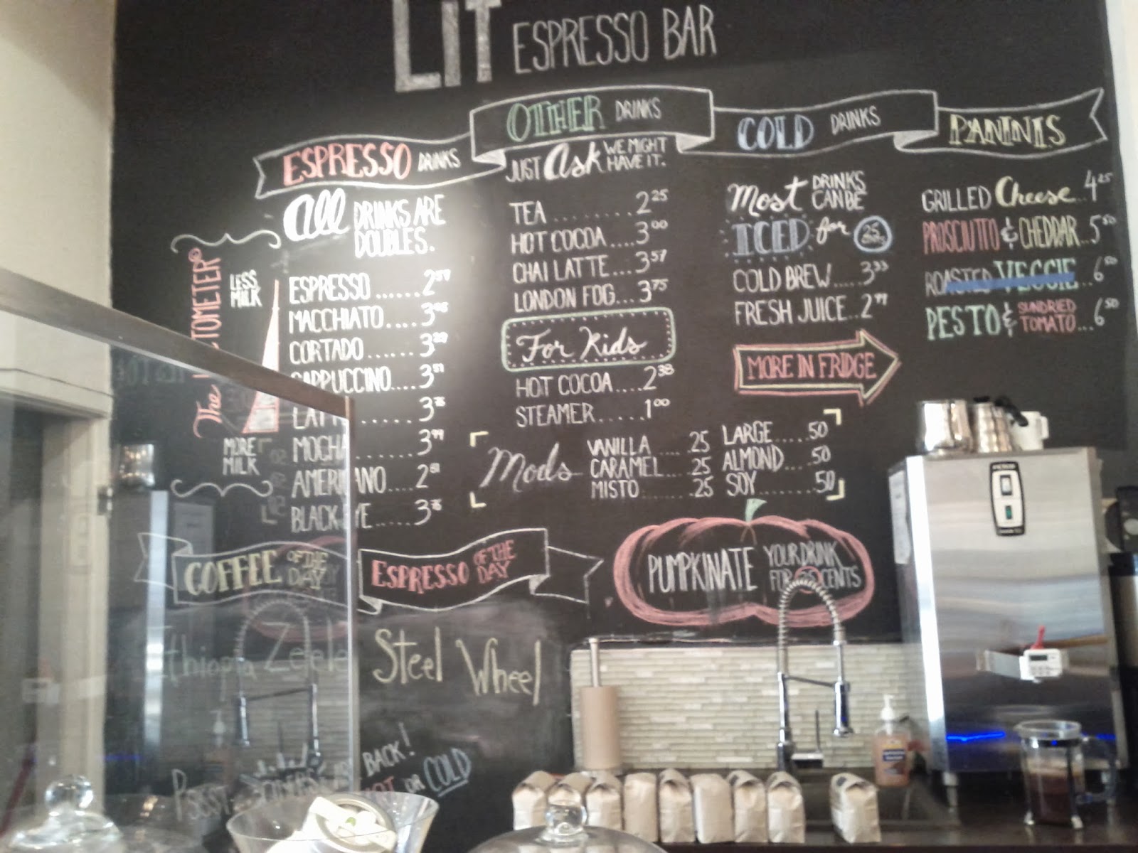 Toronto things: Lit Espresso Bar Menu