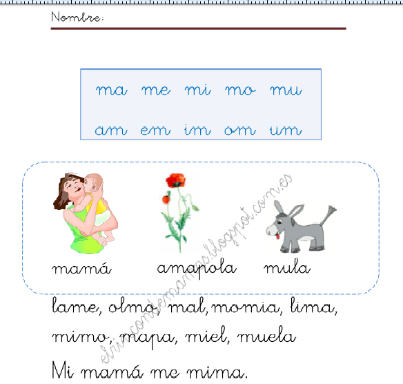 El rincón de mamás: La letra "m"