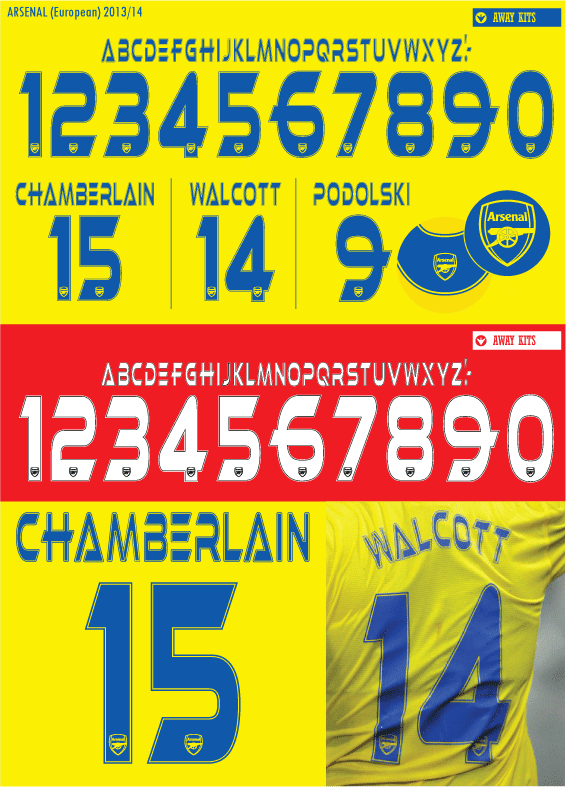 Football teams shirt and kits fan: Font: Arsenal European kits 2013/14