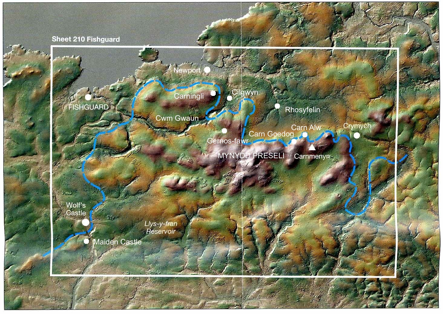Stonehenge and the Ice Age: Relief Map of the main "bluestone source area"