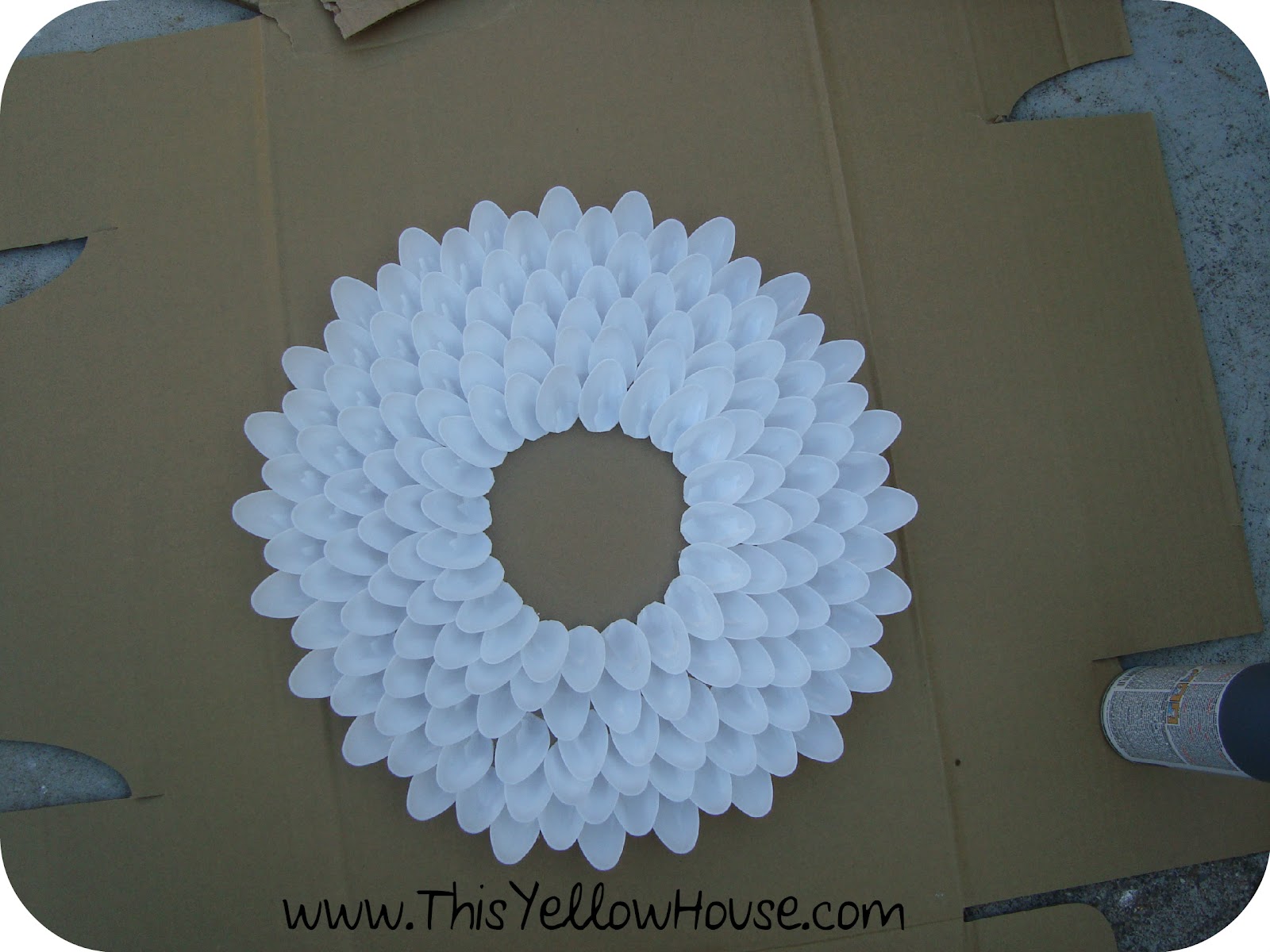 This Yellow House: Flower Mirror made with Plastic Spoons