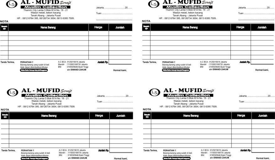 Sample Bon Nota | Percetakan Sinyo Abadi Printing