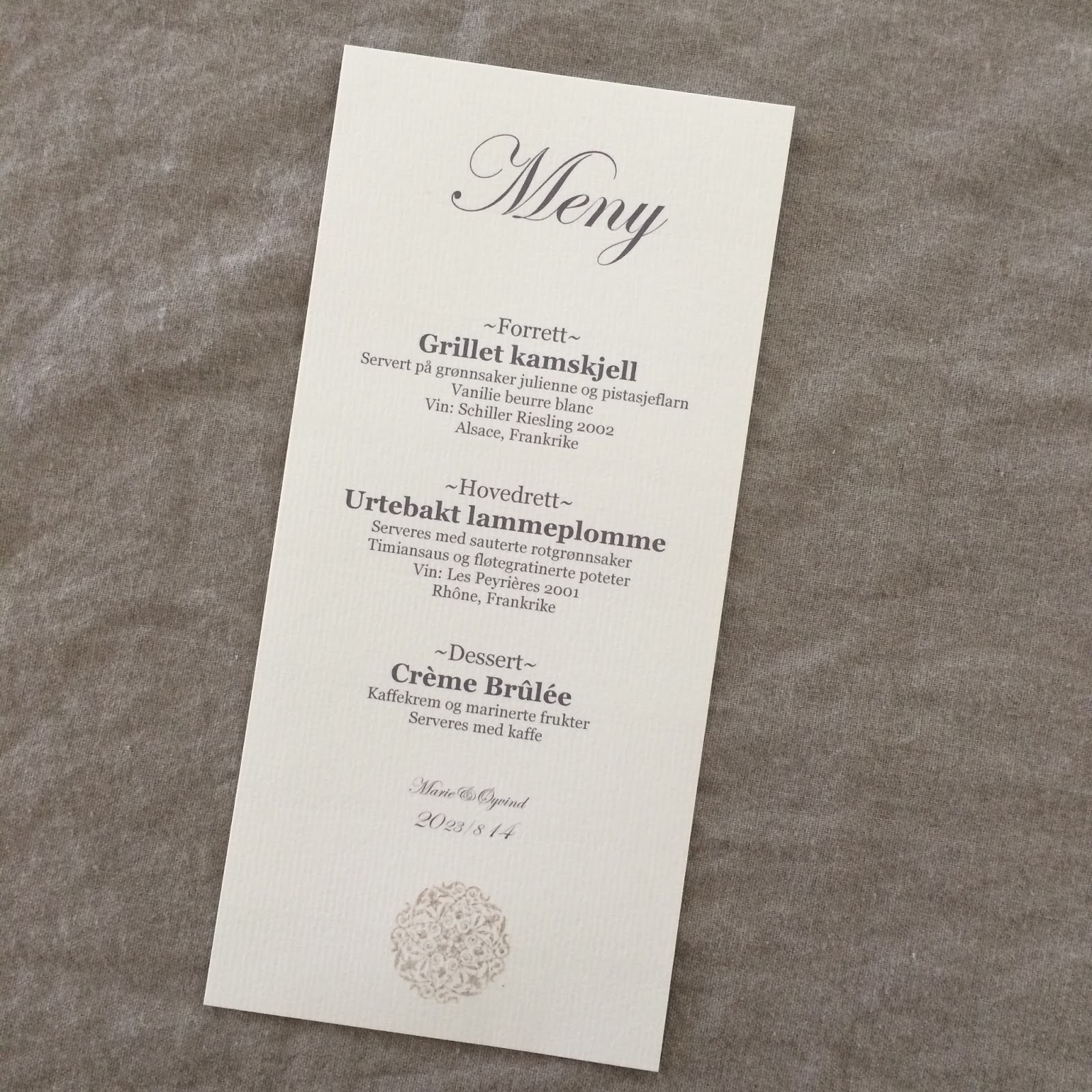 Papir og Design - en inspirasjonsblogg: Meny til bryllup!