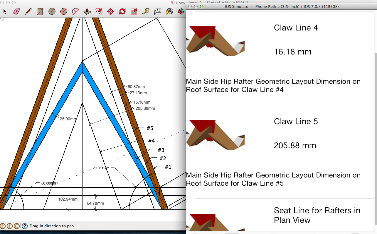 Roof Framing Geometry: Claw Lines for RafterTools for iPhone