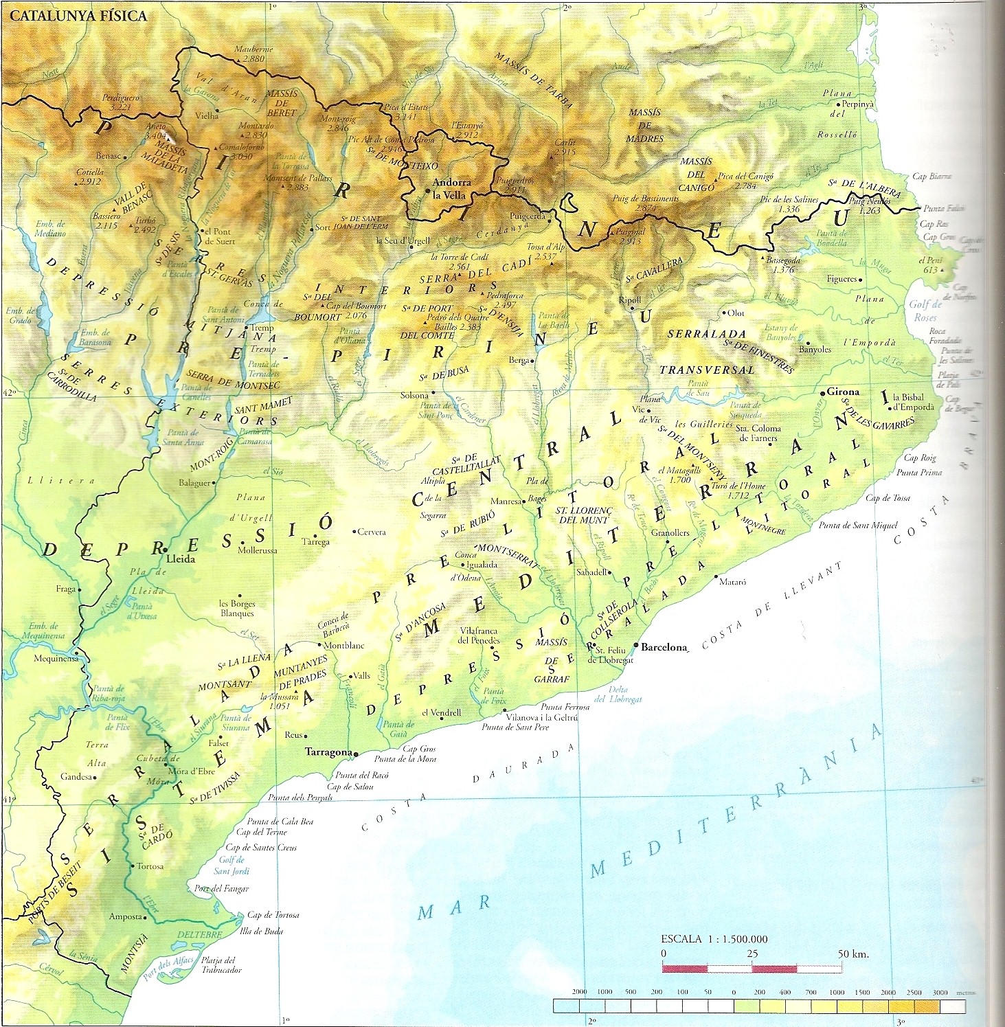 EL BLOC DE MEDI DE PAU: CATALUNYA: MAPA FÍSIC