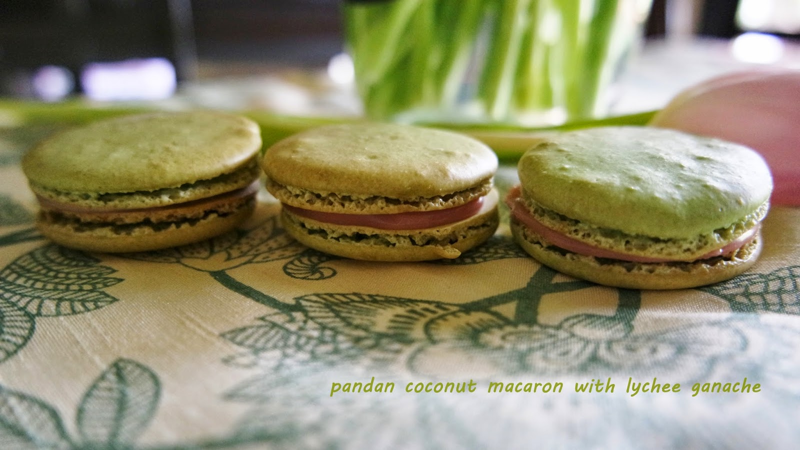 Pancit Princess: Pandan Coconut Macaron with Lychee Ganache filling