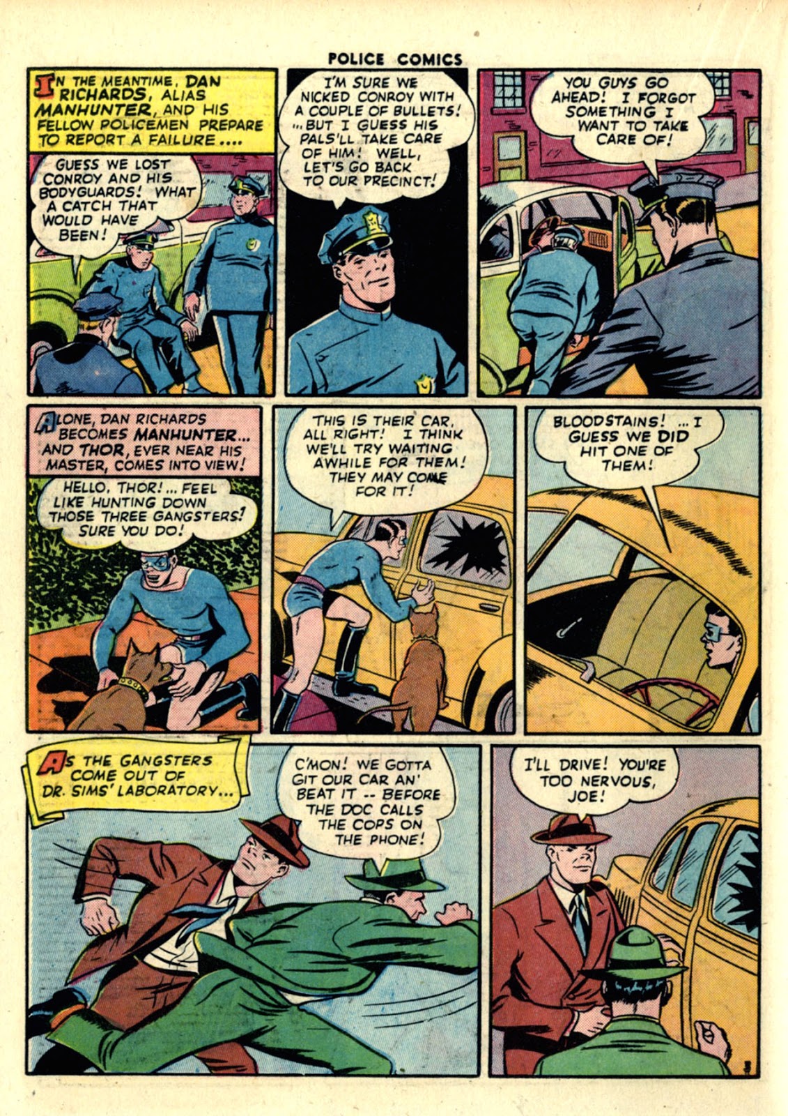 Four-Color Shadows: Manhunter and Thor-Police Comics-1944