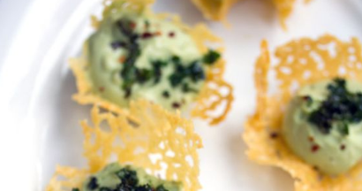 Cheddar Cups with Avocado Feta Mousse - Dessert Recep