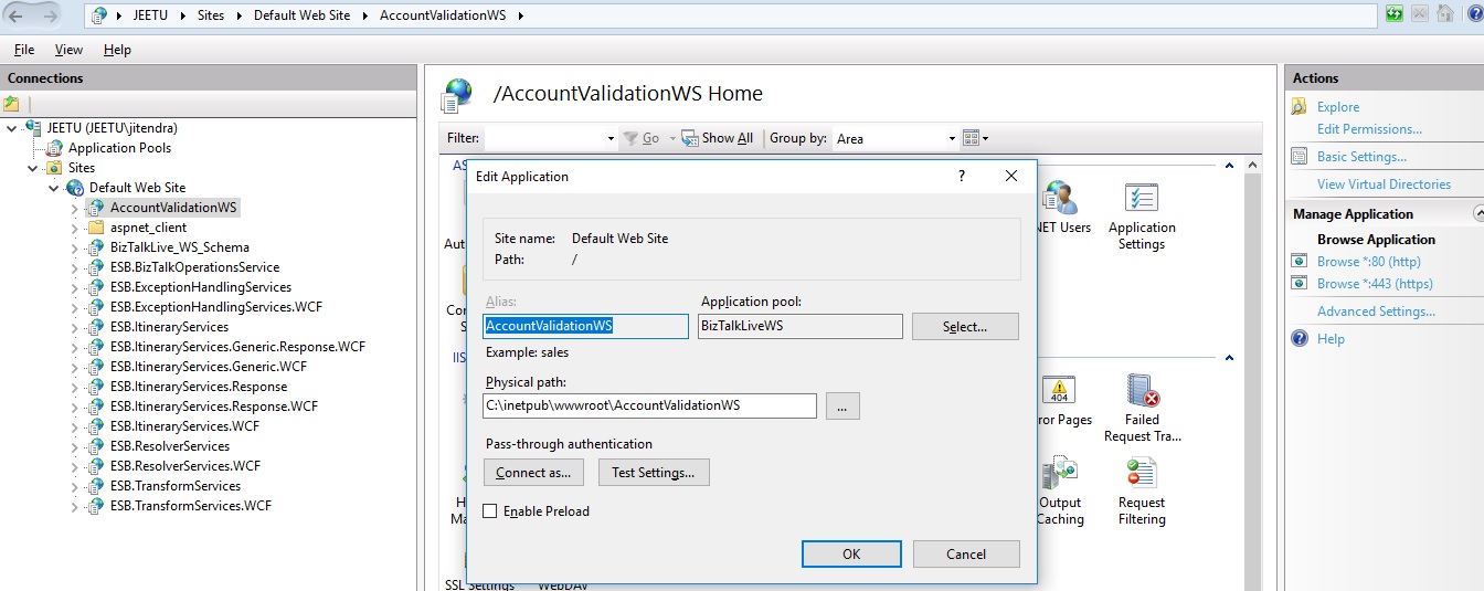 Configure Setting In Internet Information Services Iis And Biztalk
